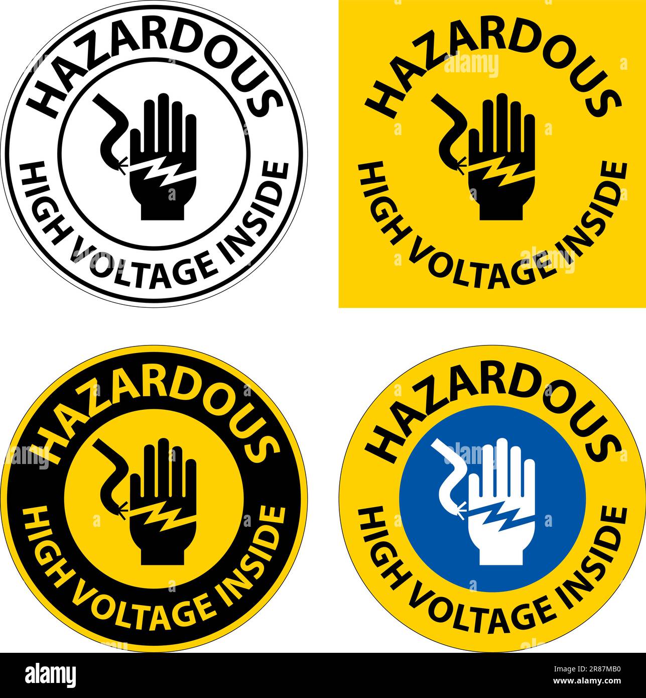 Hazardous High Voltage Inside Sign On White Background Stock Vector ...