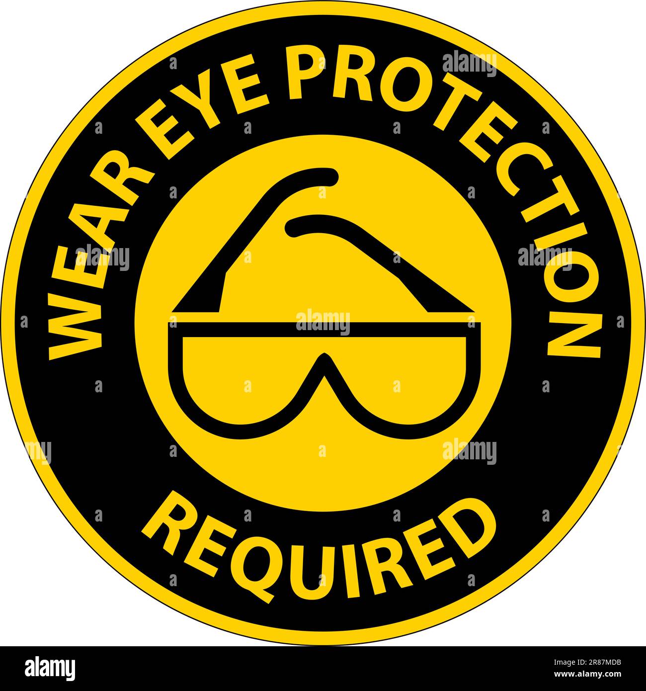 Notice Wear Eye Protection Required On White Background Stock Vector ...