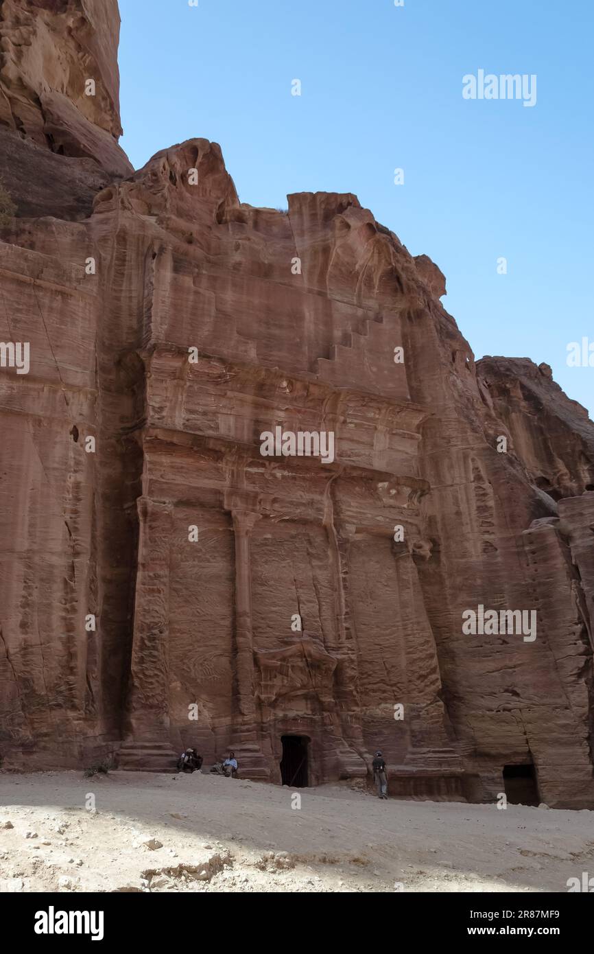 View of the magnificent ruins of ancient Petra at Wadi Mousa, the ...