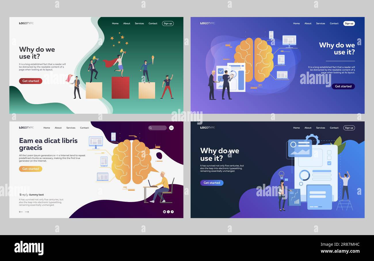 Set of business people creating successful project Stock Vector Image ...