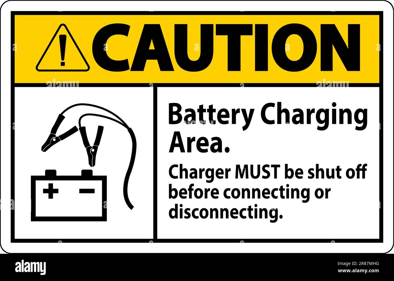 Caution Sign Battery Charging Area, Charger Must Be Shut Off Before ...