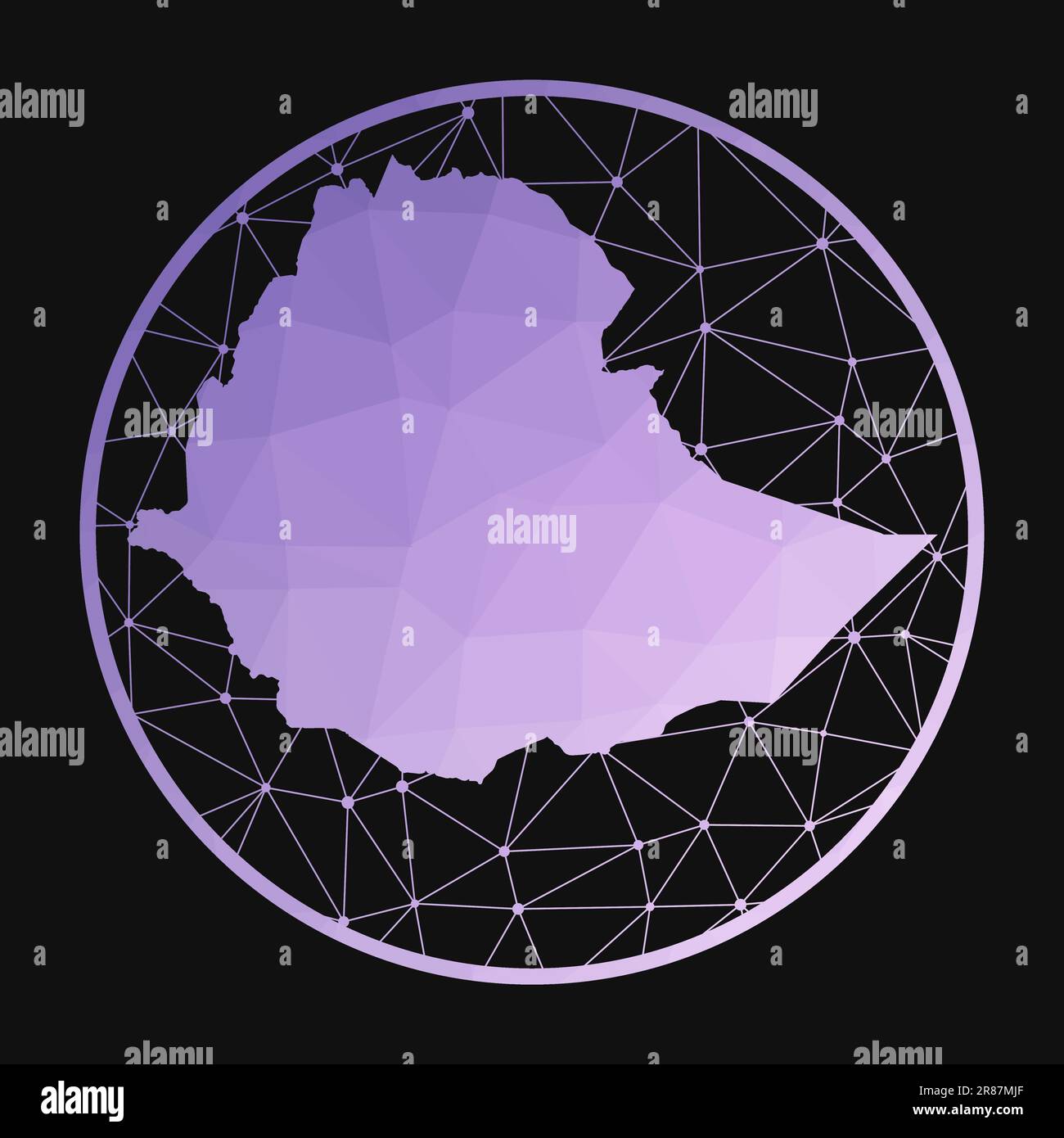 Ethiopia icon. Vector polygonal map of the country. Ethiopia icon in ...