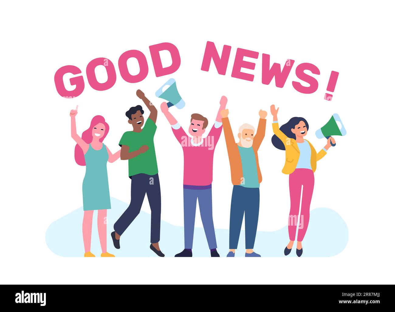 People of different nationalities rejoice in good news. Positive ...