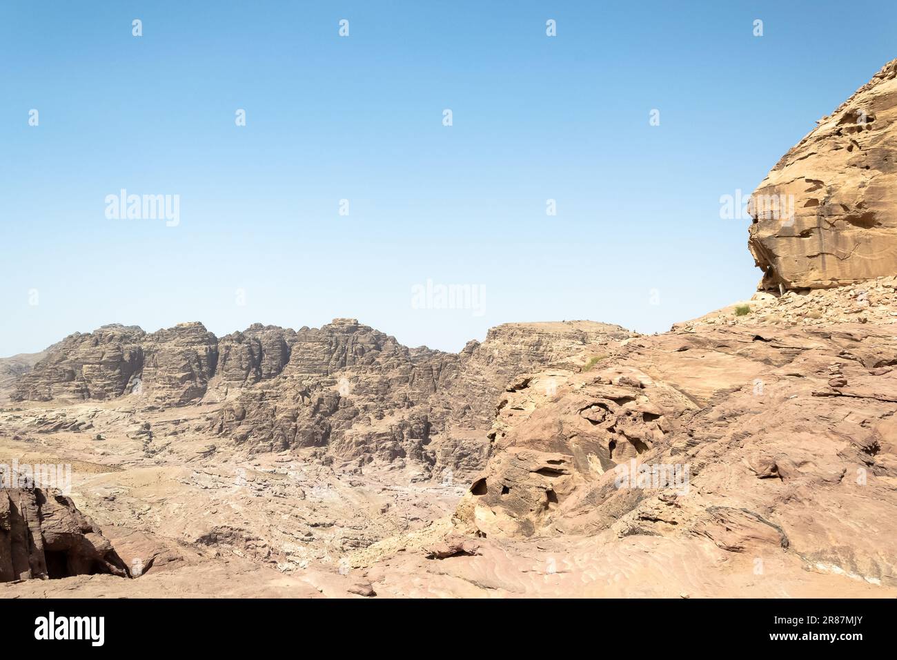 View of Wadi Mousa, the Valley of Moses, in southwestern Jordan where ...