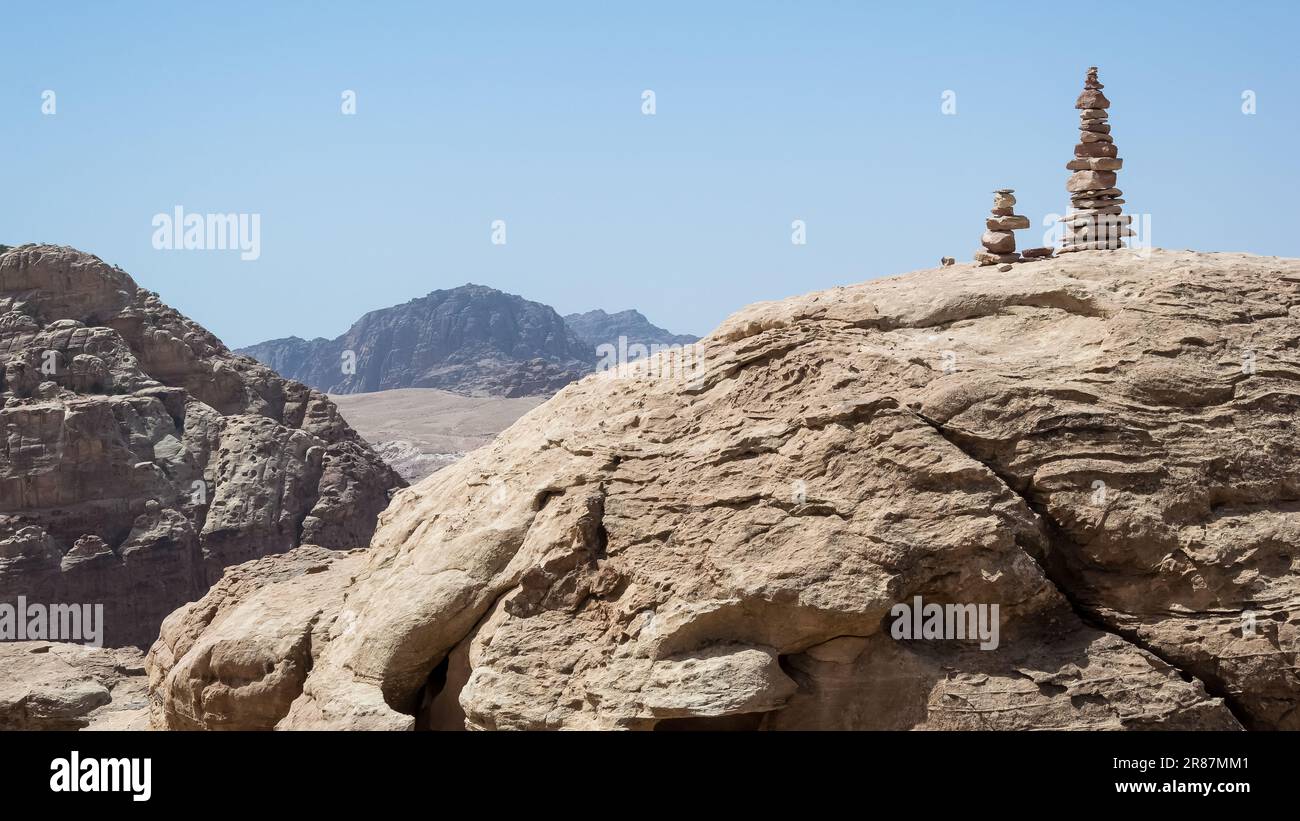 Stack of rocks built by Bedouins in the site of ancient Petra in Wadi ...