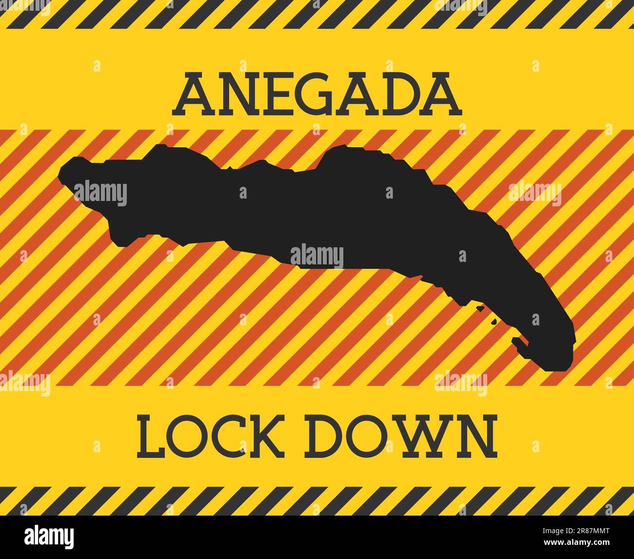 Anegada Lock Down Sign. Yellow island pandemic danger icon. Vector ...