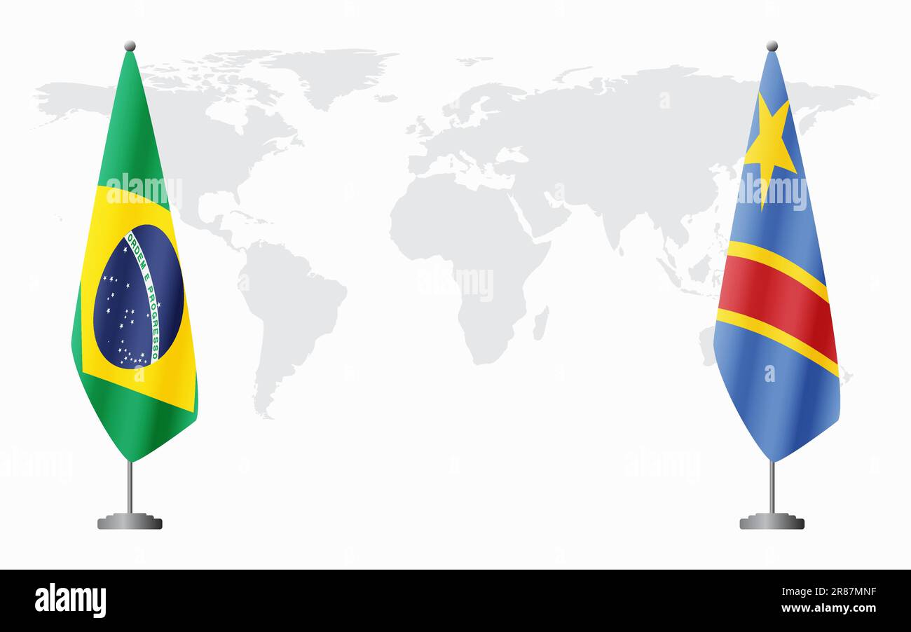 Brazil and Democratic Republic of Congo flags for official meeting ...