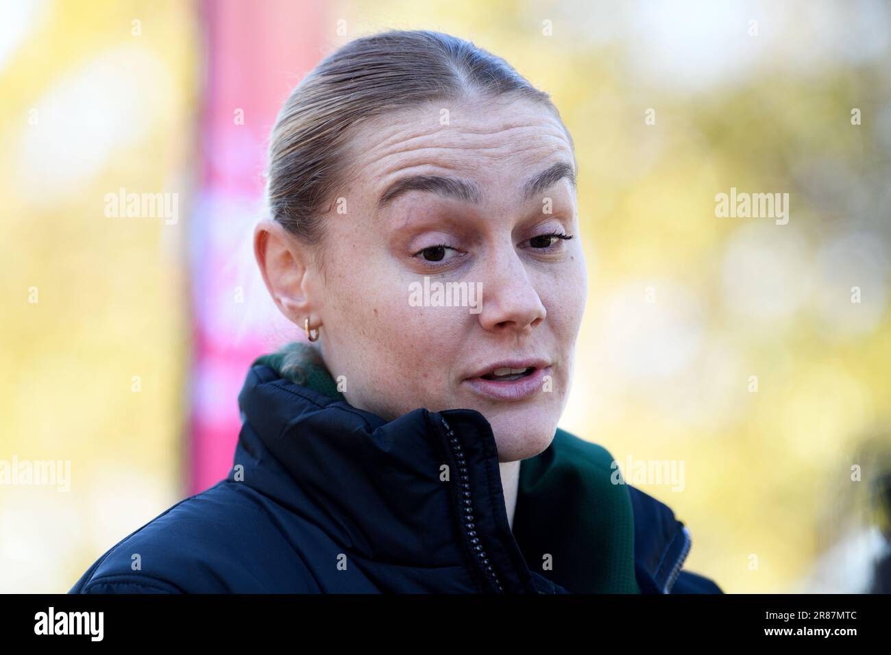 Sydney, Australia. 20th June, 2023. Opals player Darcie Garbin speaks ...