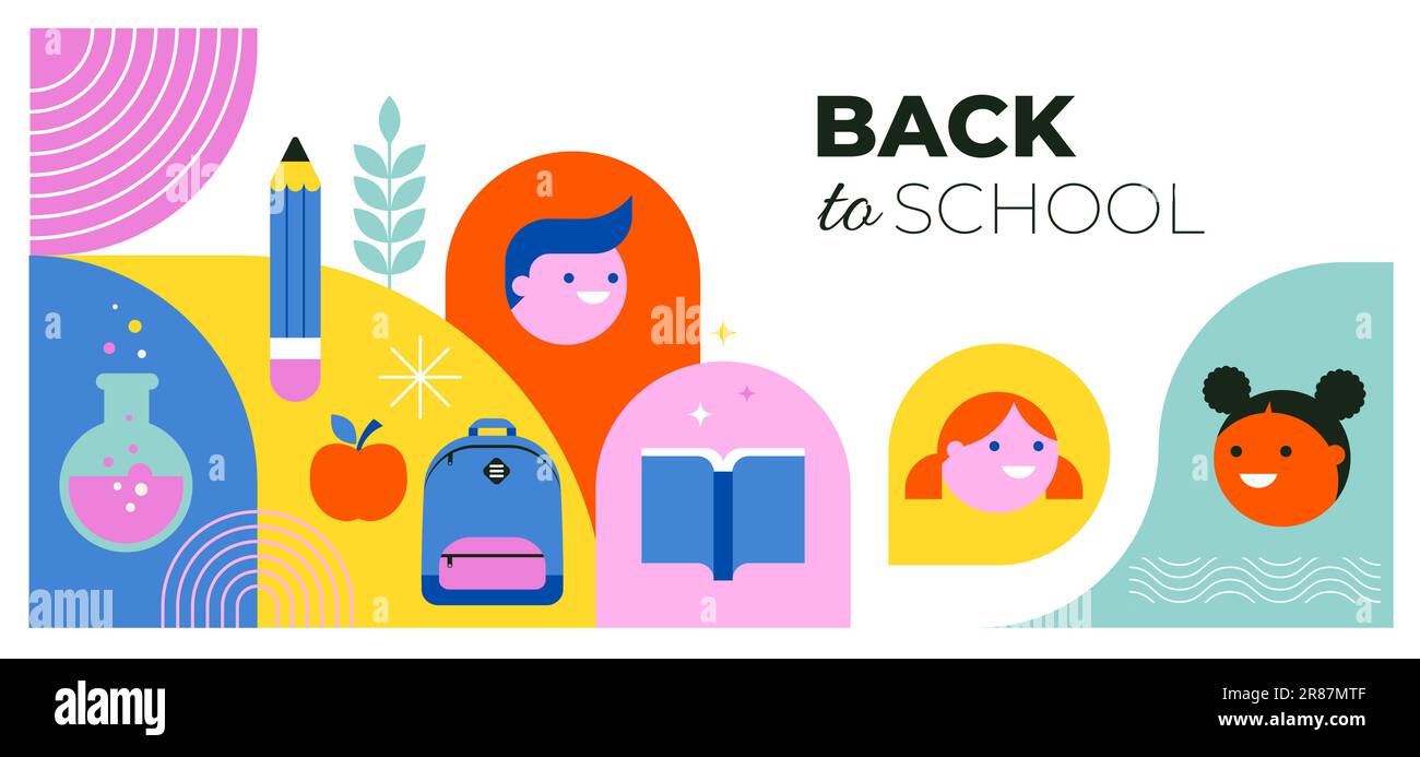 Vibrant Color Back To School background concept design. Geometrical ...