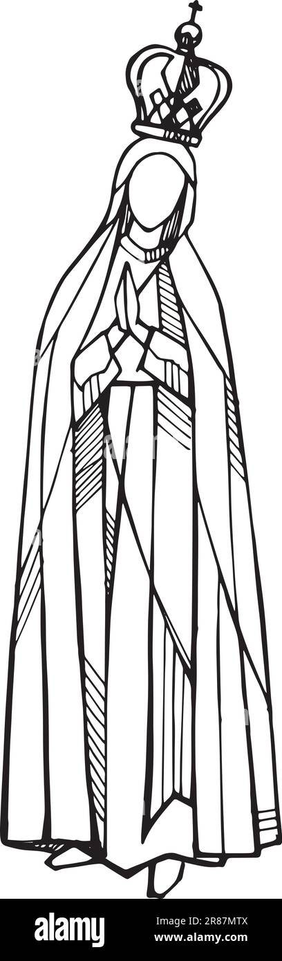 Hand drawn vector illustration or drawing of the Virgin of Fatima Stock ...
