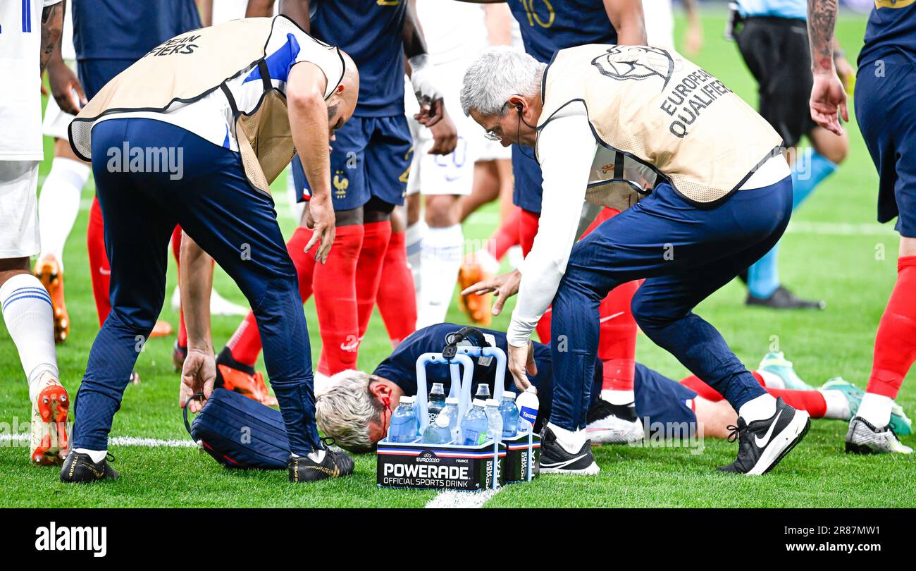 Paris, France. 19th June, 2023. Antoine Griezmann wounded (injured) and ...