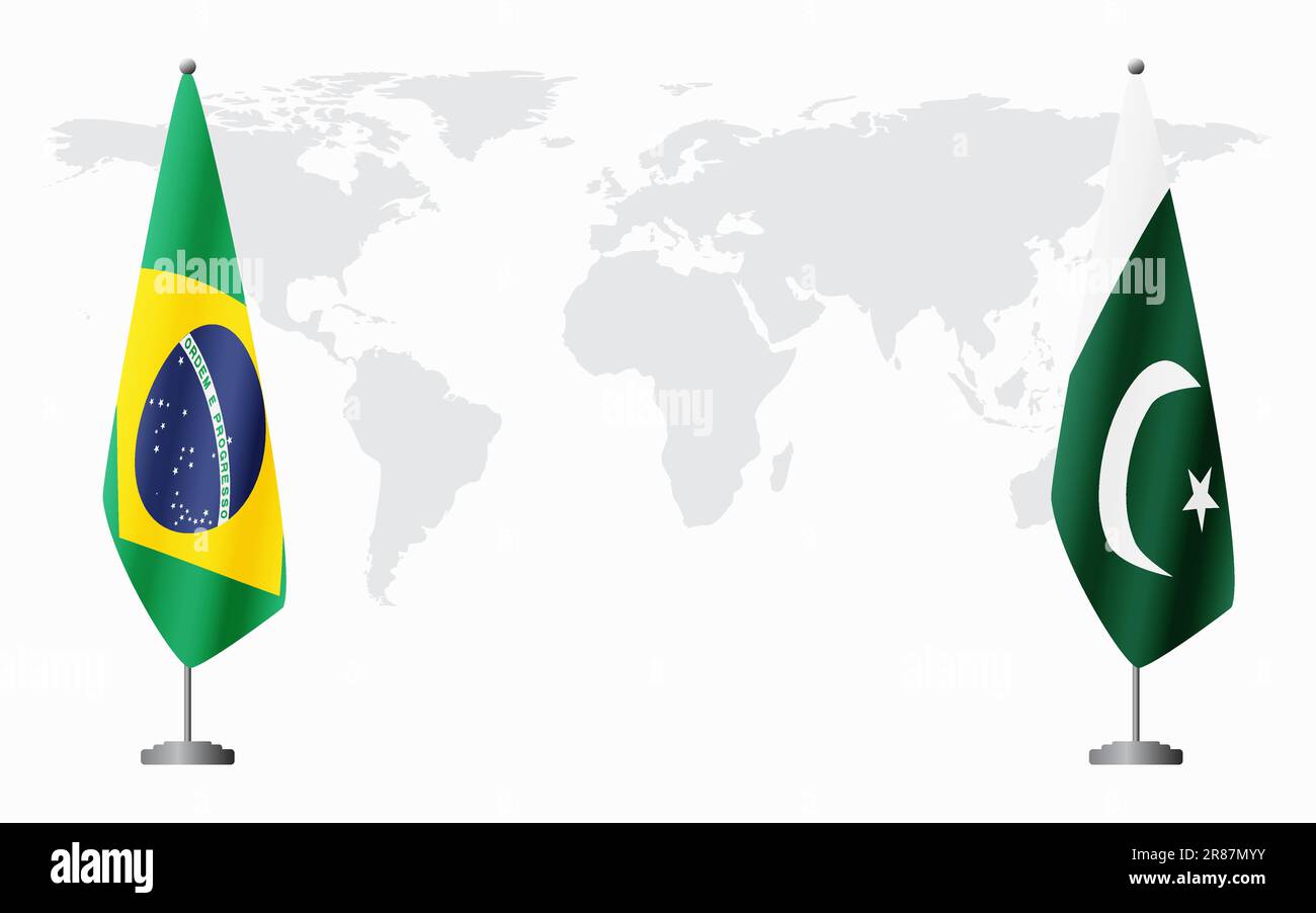 Brazil and Pakistan flags for official meeting against background of ...