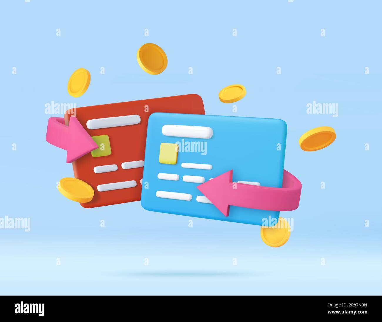 3d Cash back credit card with Arrow icon and coins Stock Vector Image ...