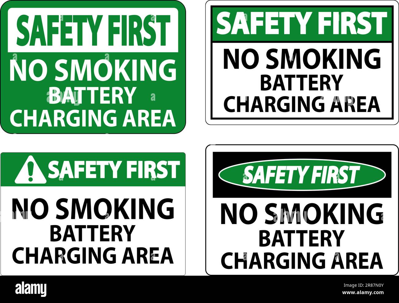 Safety First Sign Battery Storage Area No Smoking Stock Vector Image ...