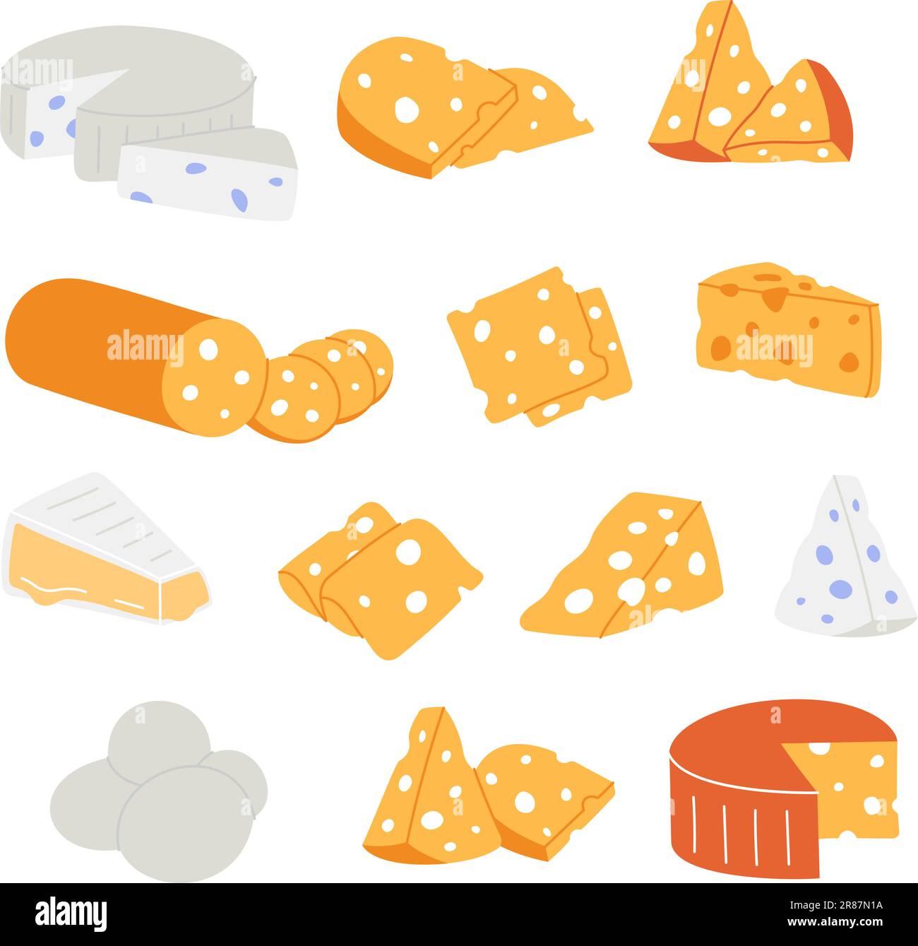 Different kinds of cheese. Pieces of cheese with internal holes ...