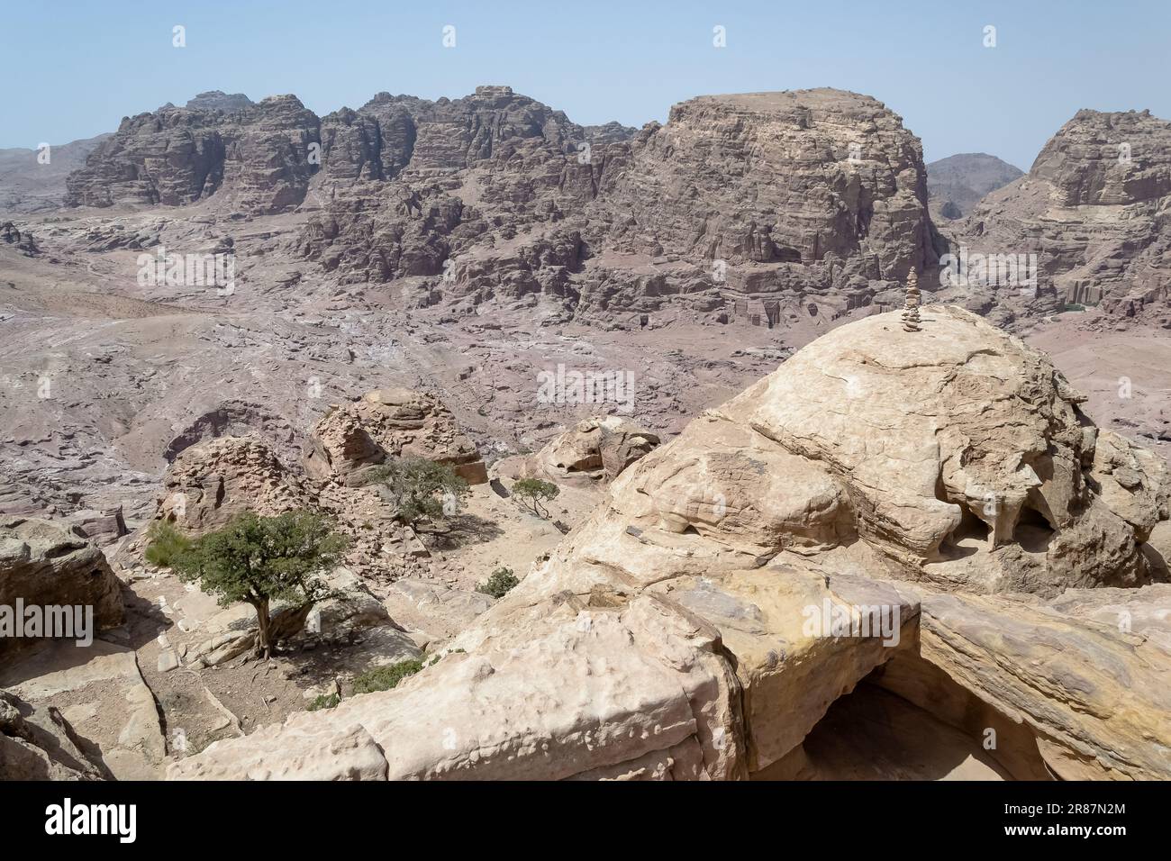 View of Wadi Mousa, the Valley of Moses, in southwestern Jordan where ...