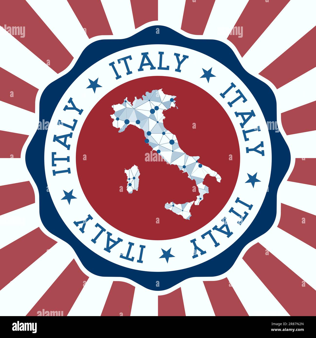 Italy Badge. Round logo of country with triangular mesh map and radial ...