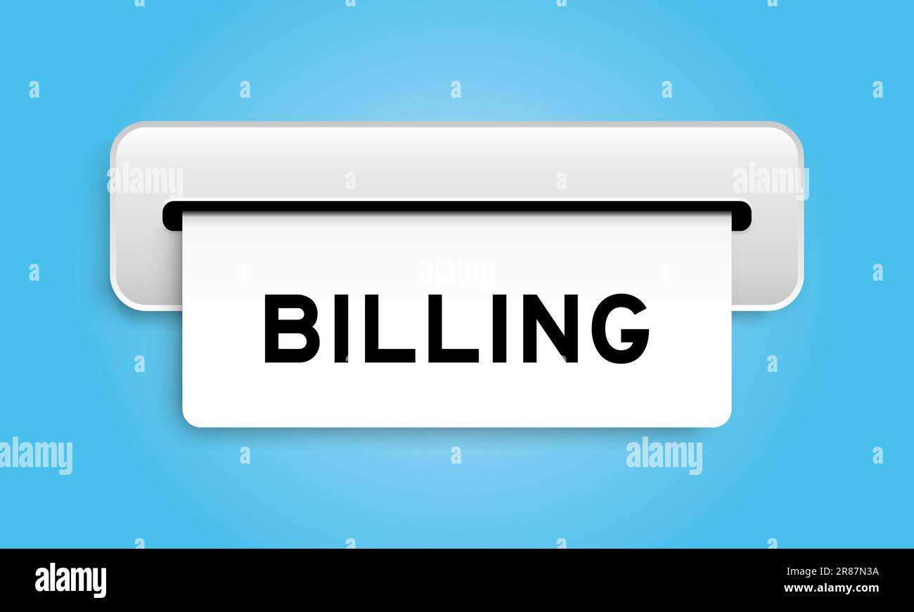 White coupon banner with word billing from machine on blue color ...
