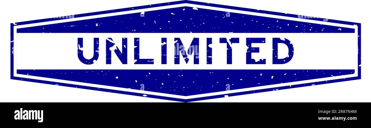 Grunge blue unlimited word hexagon rubber seal stamp on white background Stock Vector Image ...