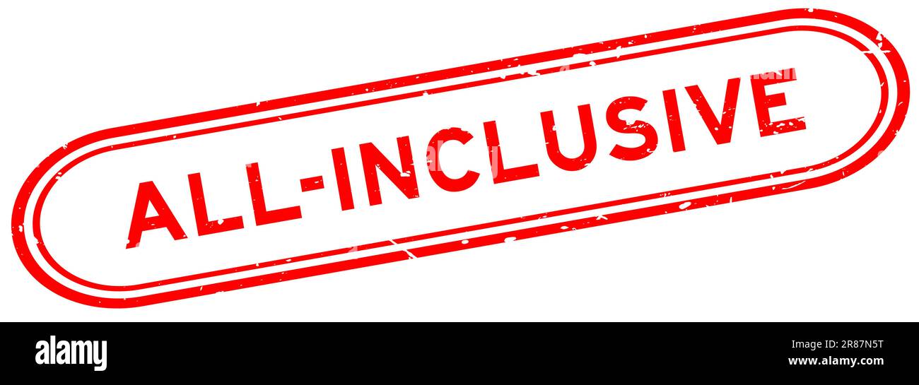 Grunge red all-inclusive word rubber seal stamp on white background ...