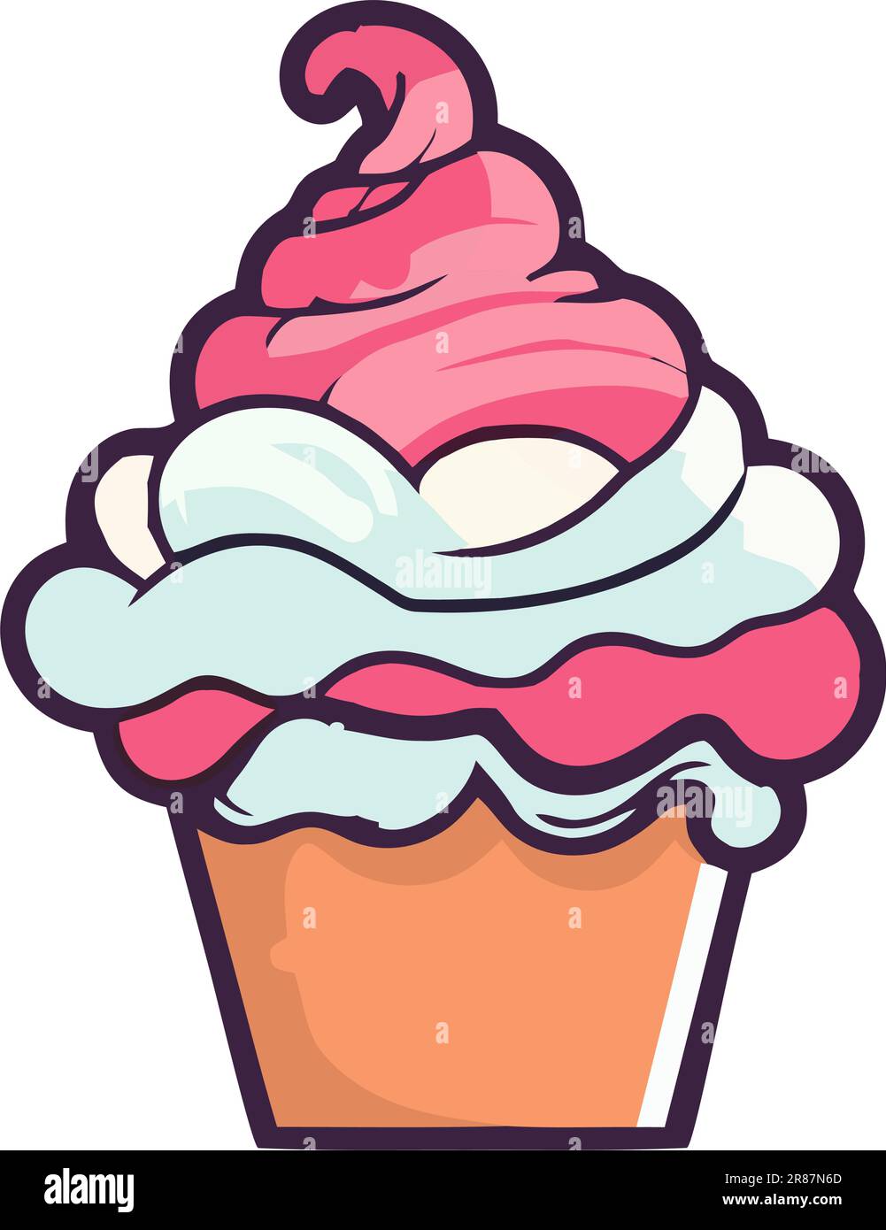 Cute cartoon cupcakes with whipped cream icing Stock Vector Image & Art ...