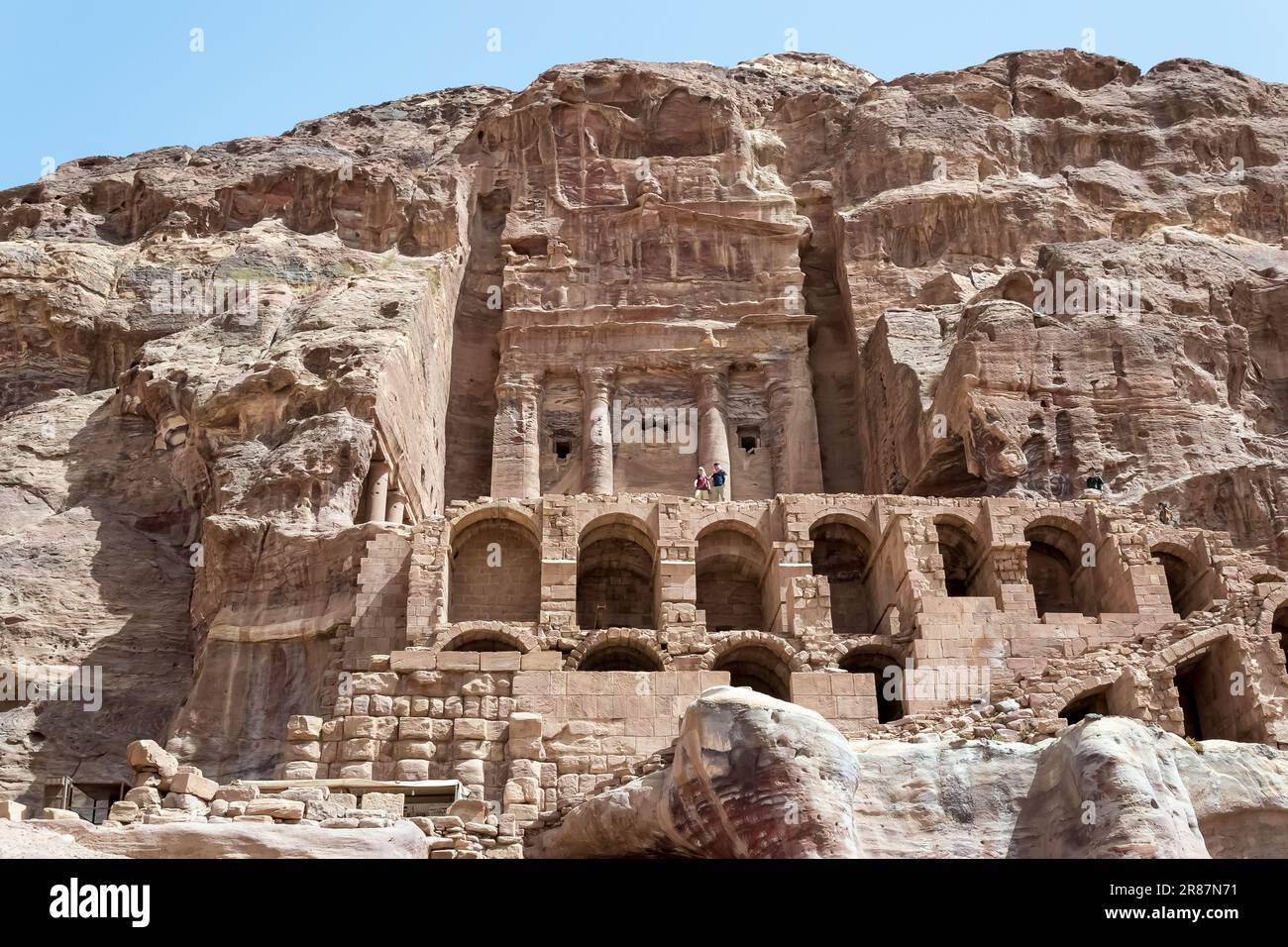 View of the magnificent ruins of ancient Petra at Wadi Mousa, the ...