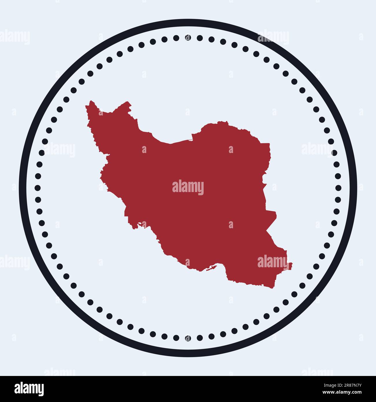 Iran round stamp. Round logo with country map and title. Stylish minimal Iran badge with map ...