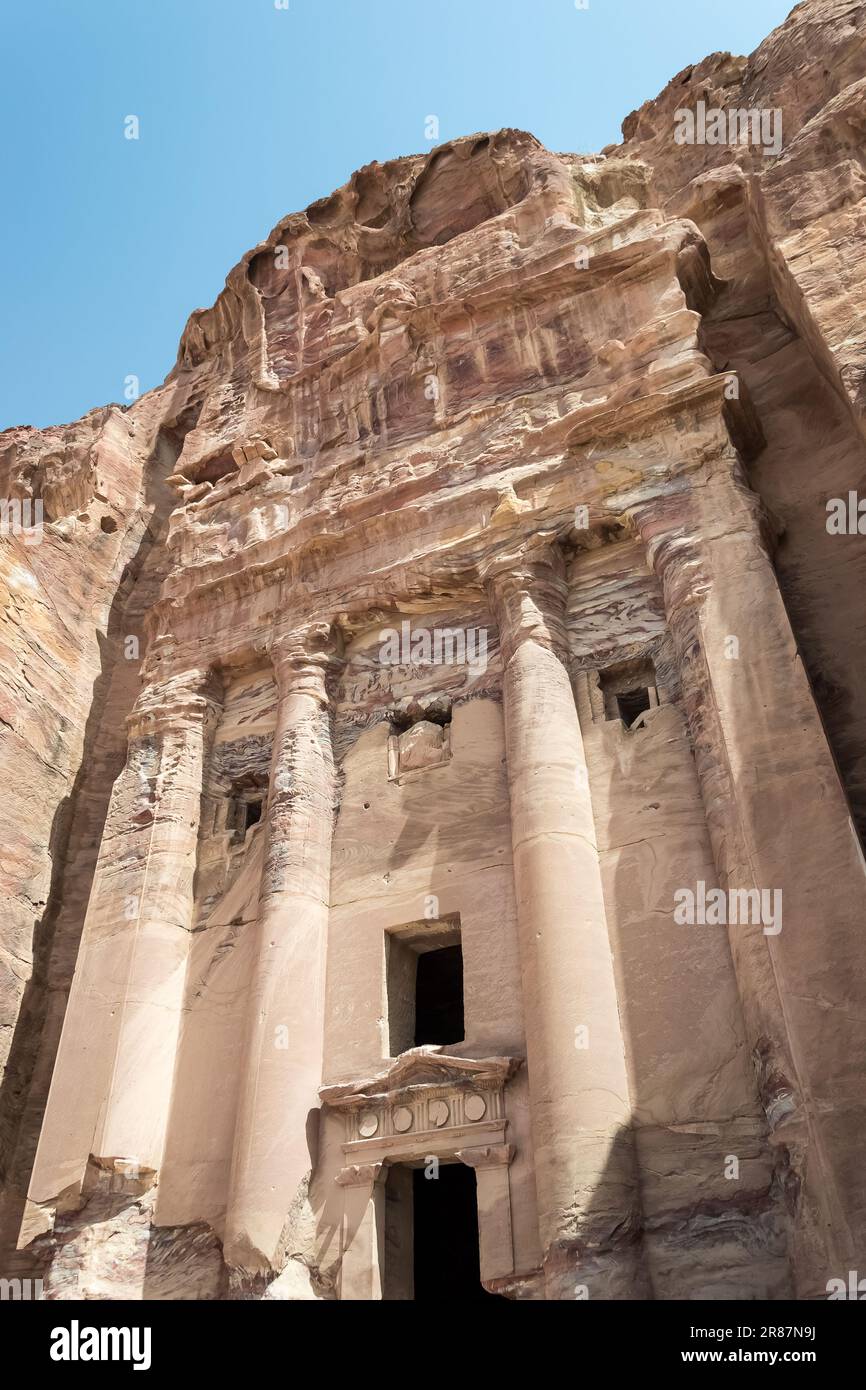 View of the magnificent ruins of ancient Petra at Wadi Mousa, the ...
