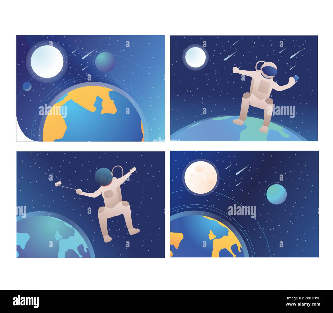 Vector cartoon astronauts floating Stock Vector Images - Alamy