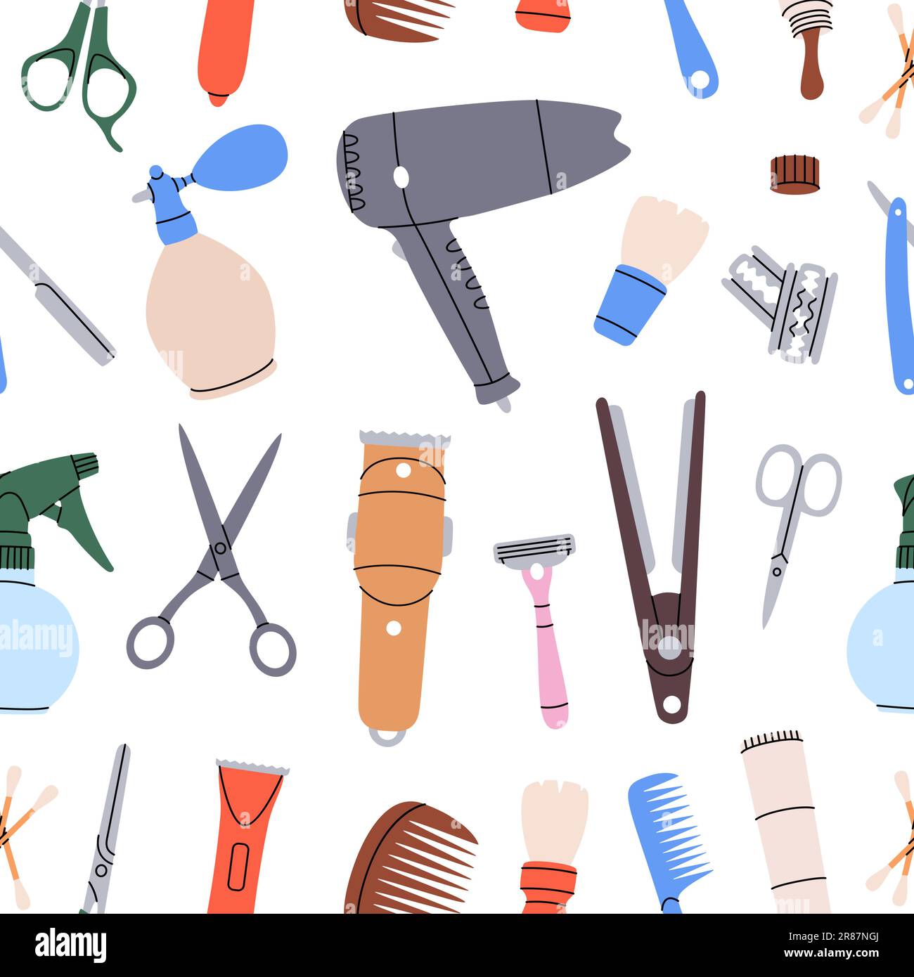 Barber shop pattern. Hairdresser seamless background. Barber shop tools ...