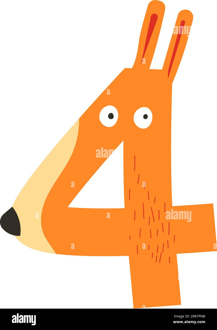 Cute and funny number four character with eyes and facial expressions ...