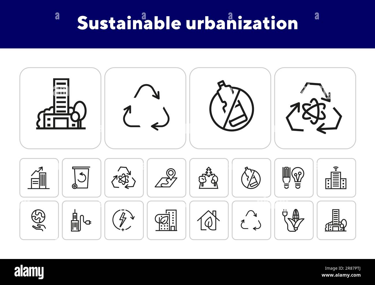 Sustainable urbanization line icon set Stock Vector Image & Art - Alamy
