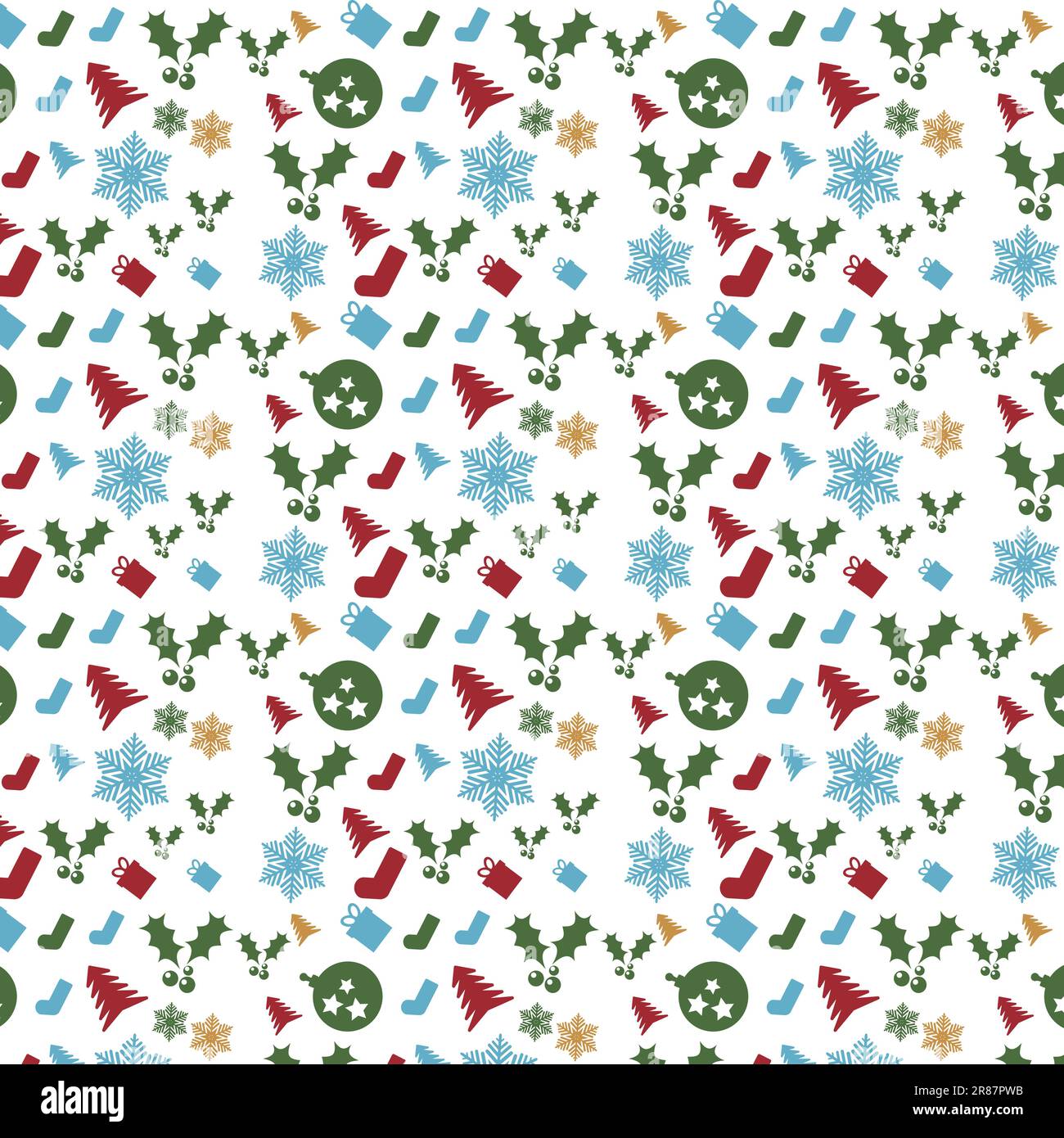 Retro Christmas Doodles Pattern. Beautiful Vector Surface Design For ...