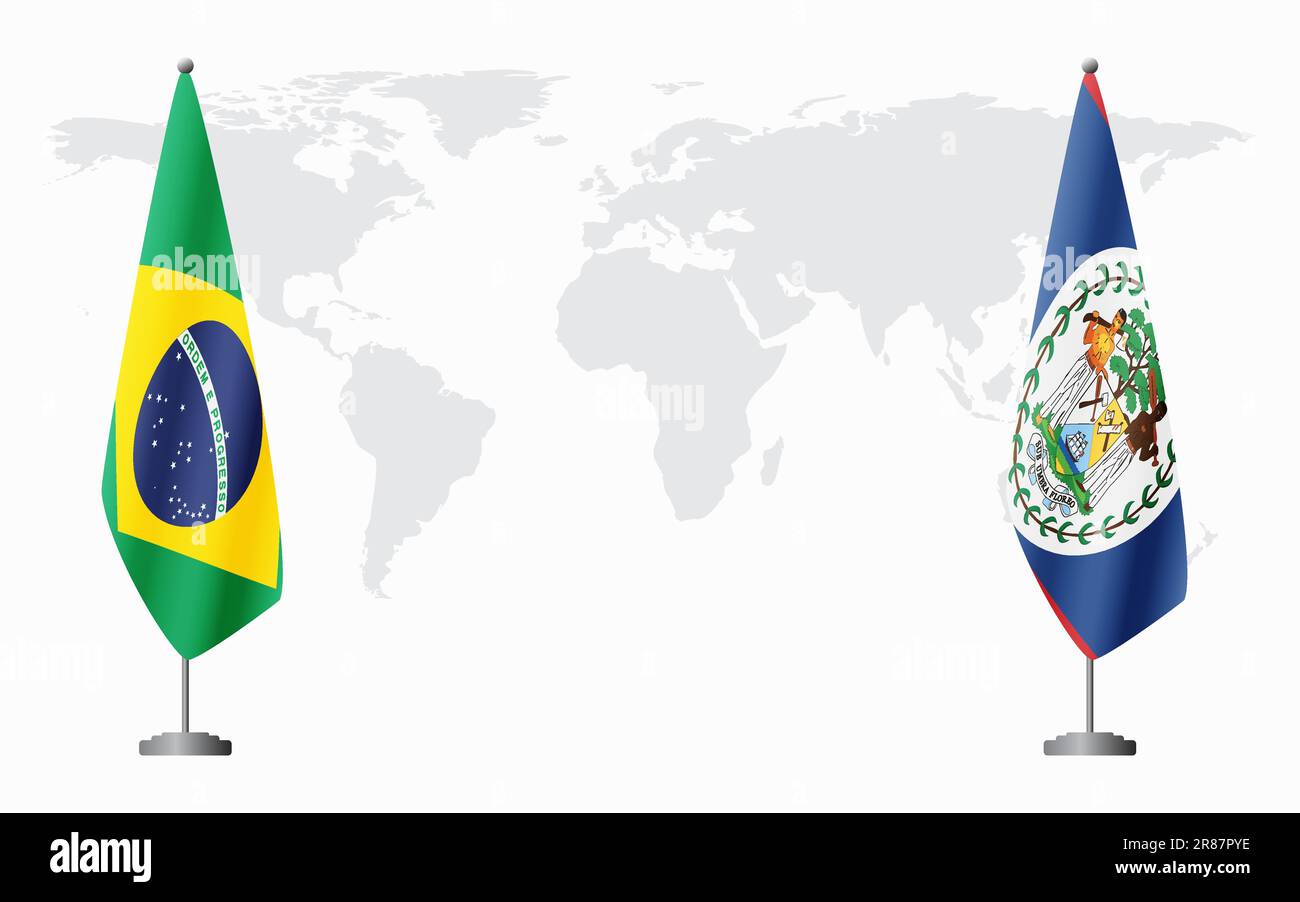 Brazil and Belize flags for official meeting against background of ...