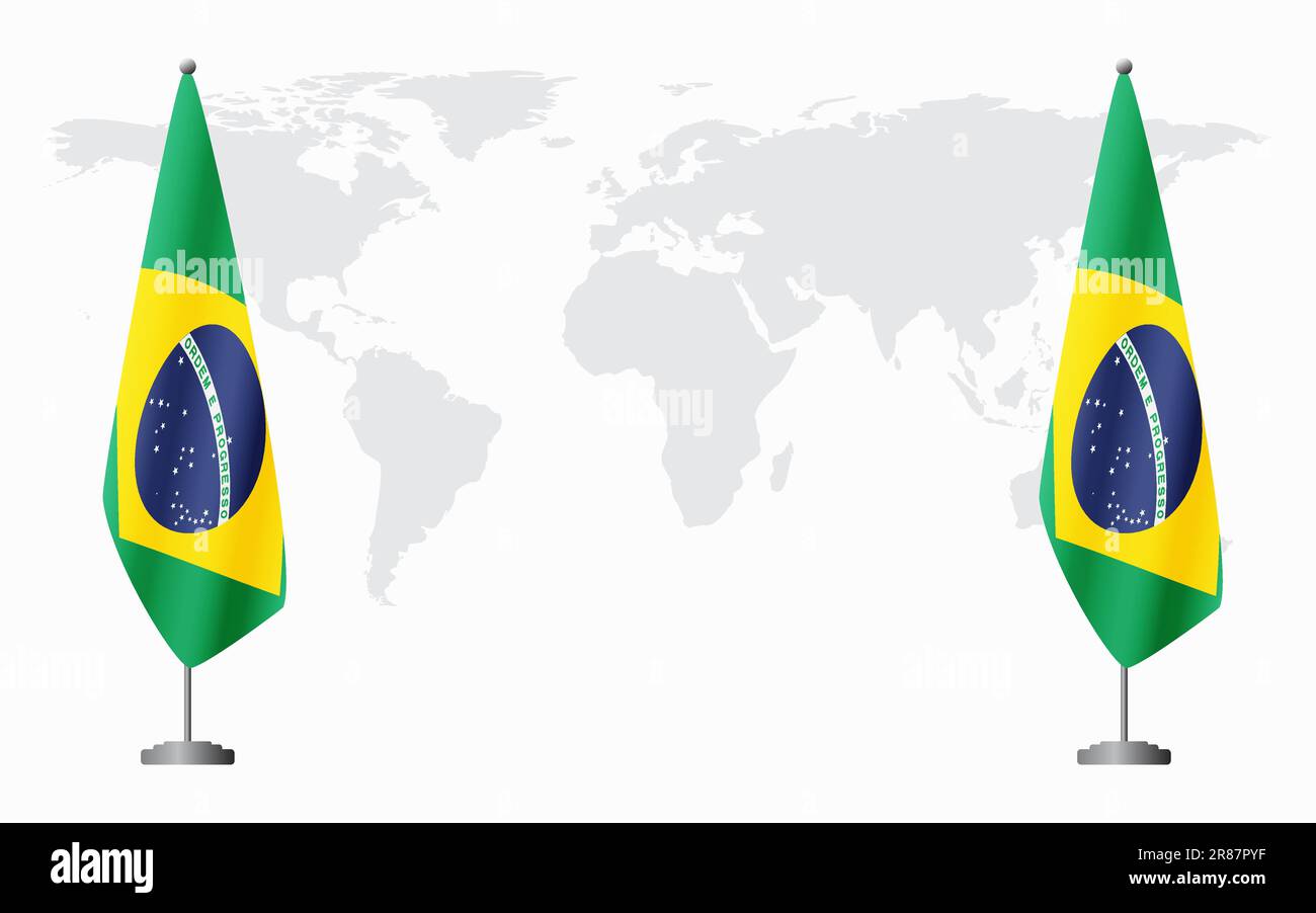 Brazil and Brazil flags for official meeting against background of ...