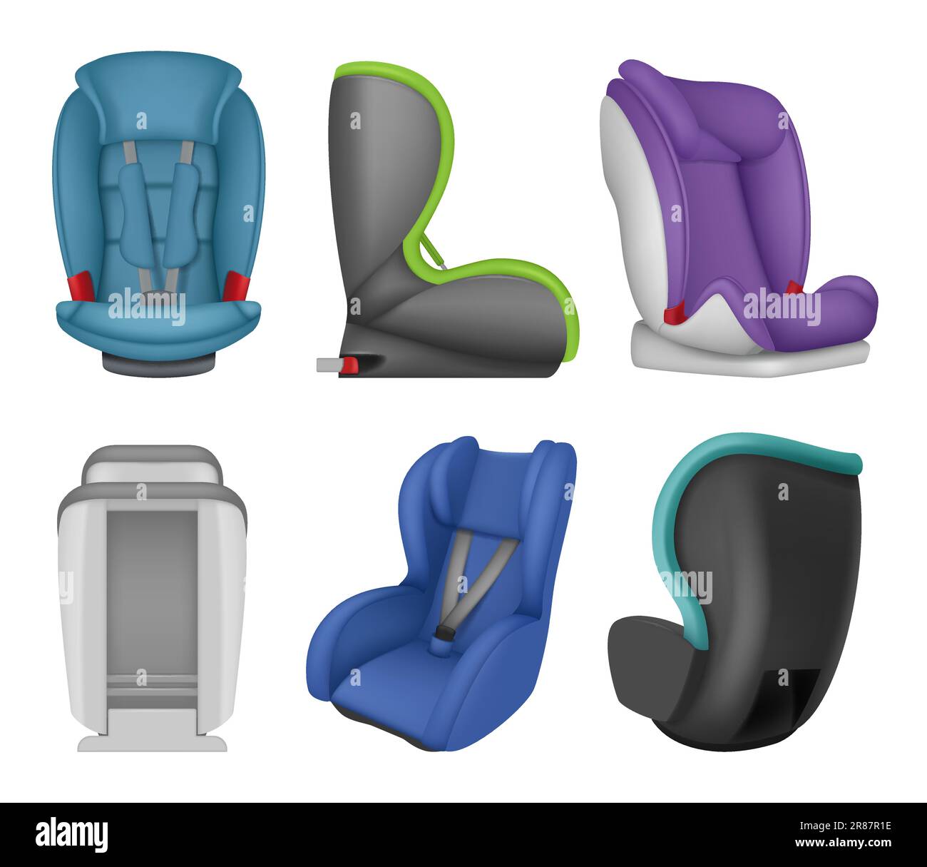 Kids car seat. Comfortable place for safety kids in car on road decent ...