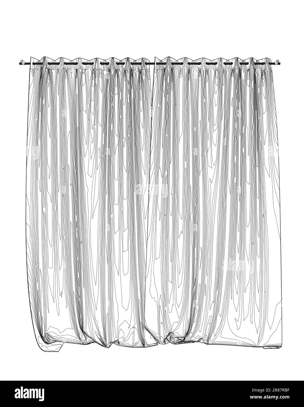 Curtain isolated contour. Curtains outline icon line element. Vector ...