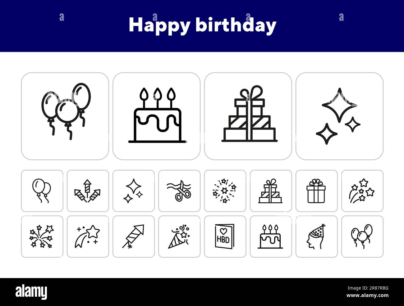 Happy birthday line icon set Stock Vector Image & Art - Alamy
