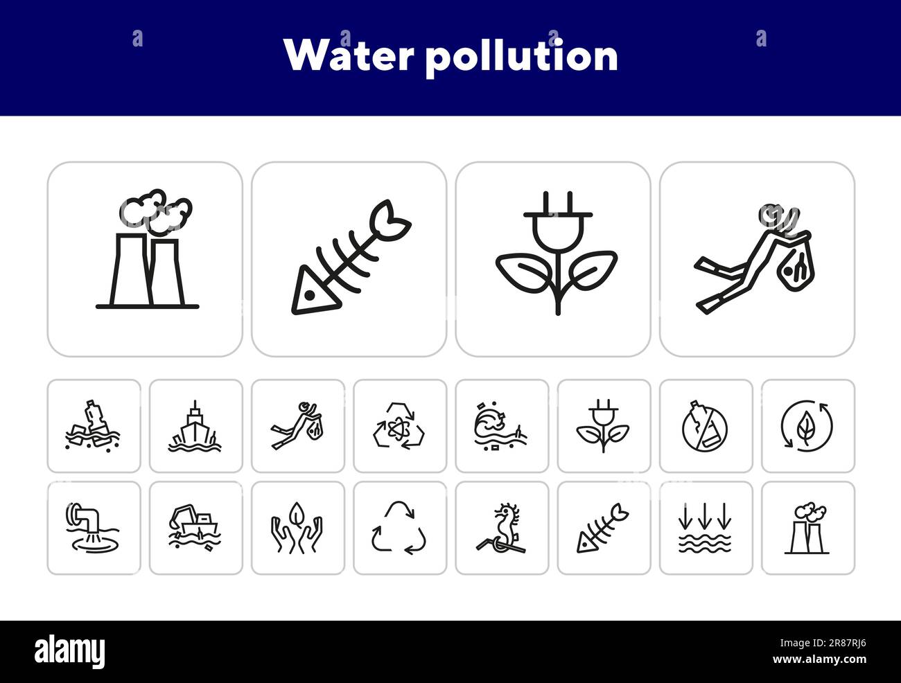 Water pollution line icon set Stock Vector Image & Art - Alamy