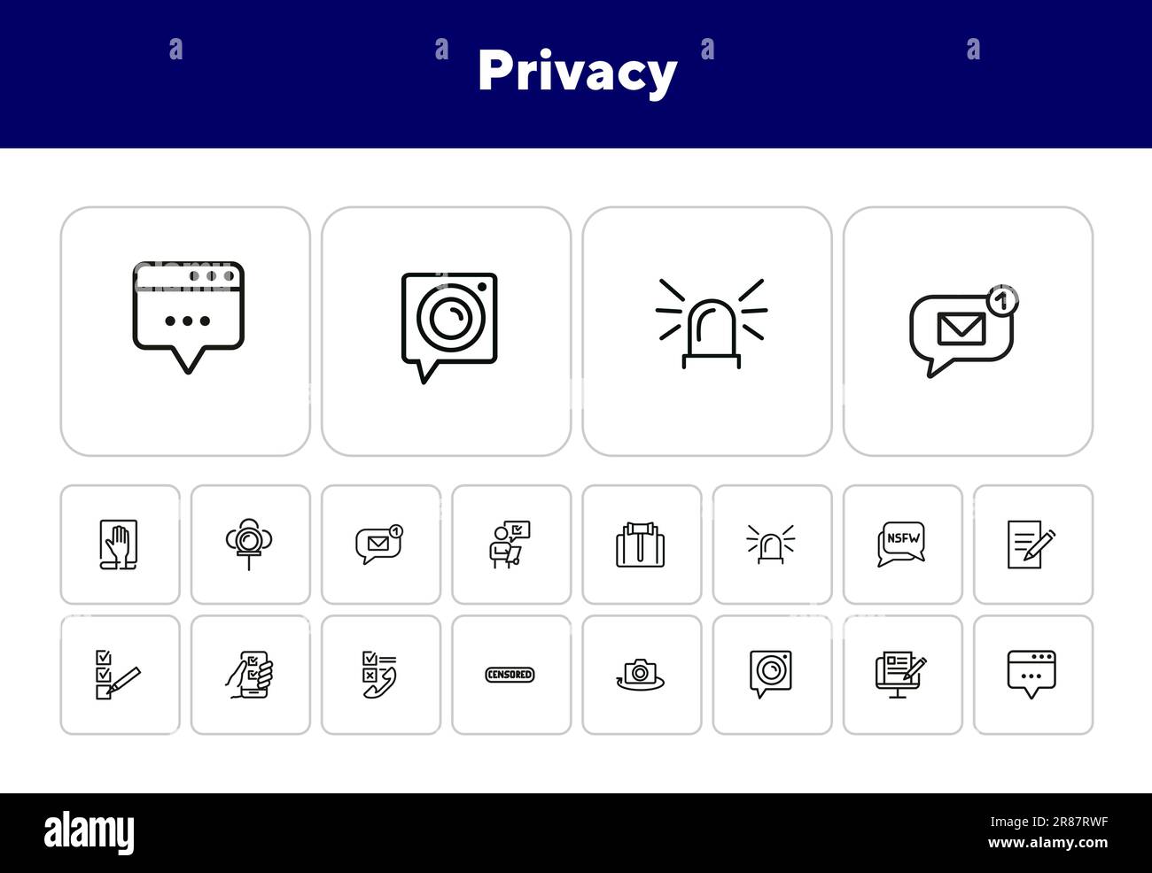 Privacy line icon set Stock Vector Image & Art - Alamy