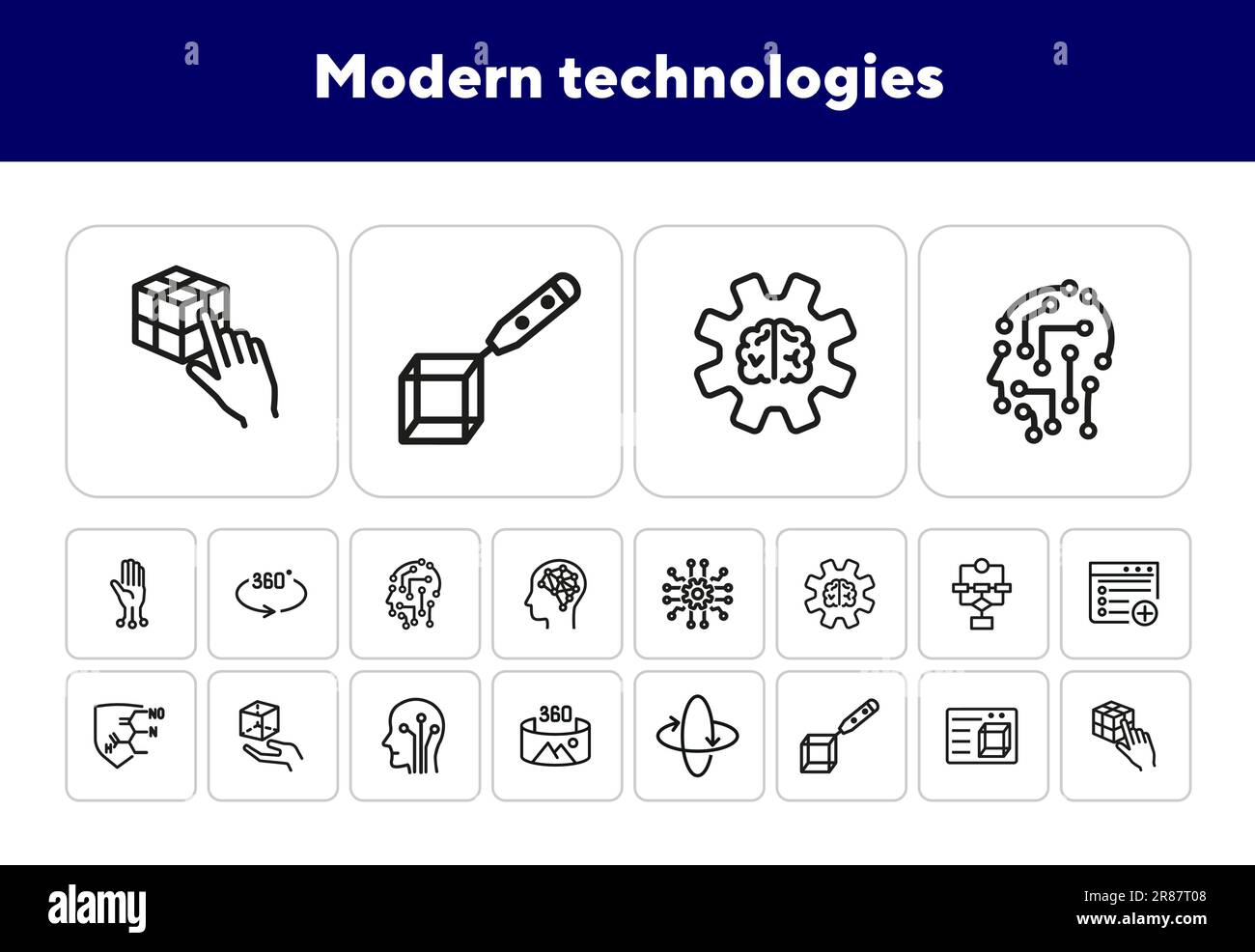 Modern technologies line icon set Stock Vector Image & Art - Alamy