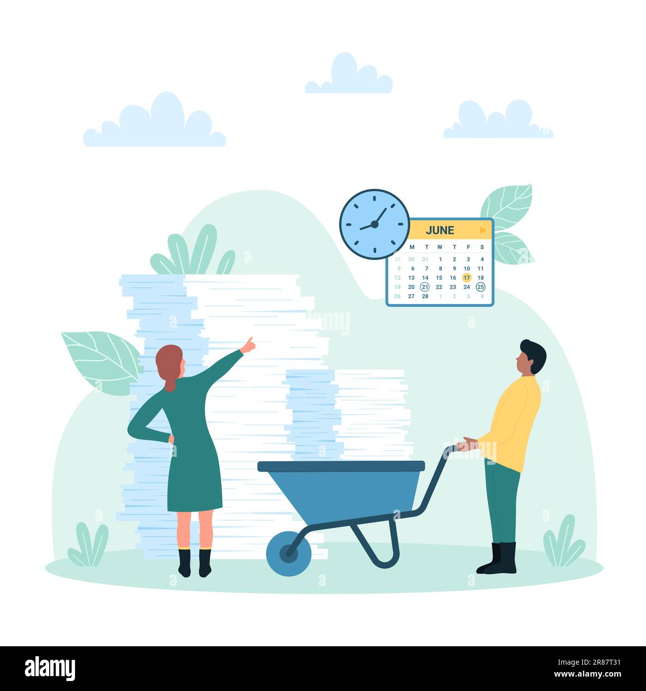 Bureaucracy and office paperwork management vector illustration ...