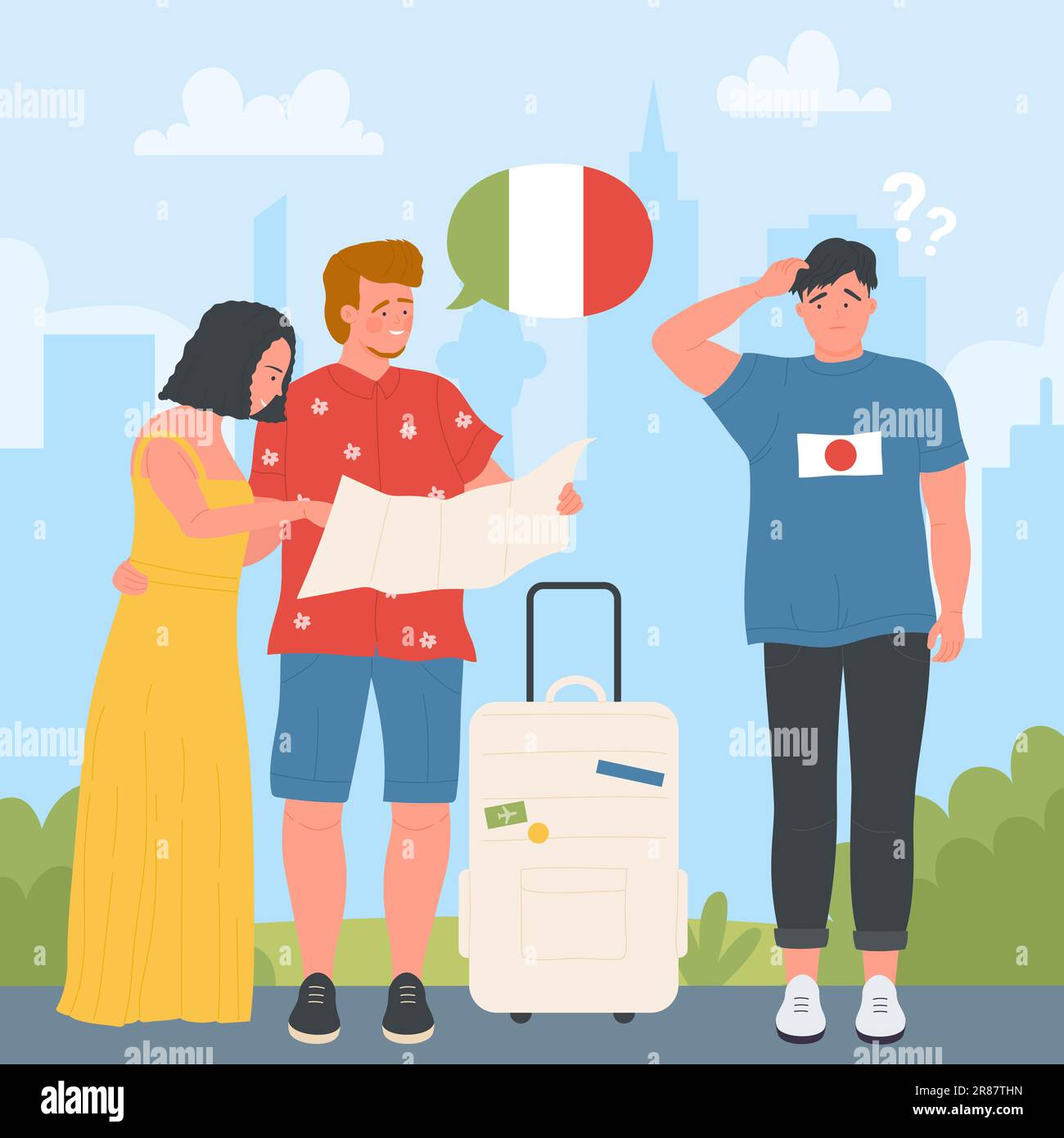 Language barrier and poor communication during travel vector ...