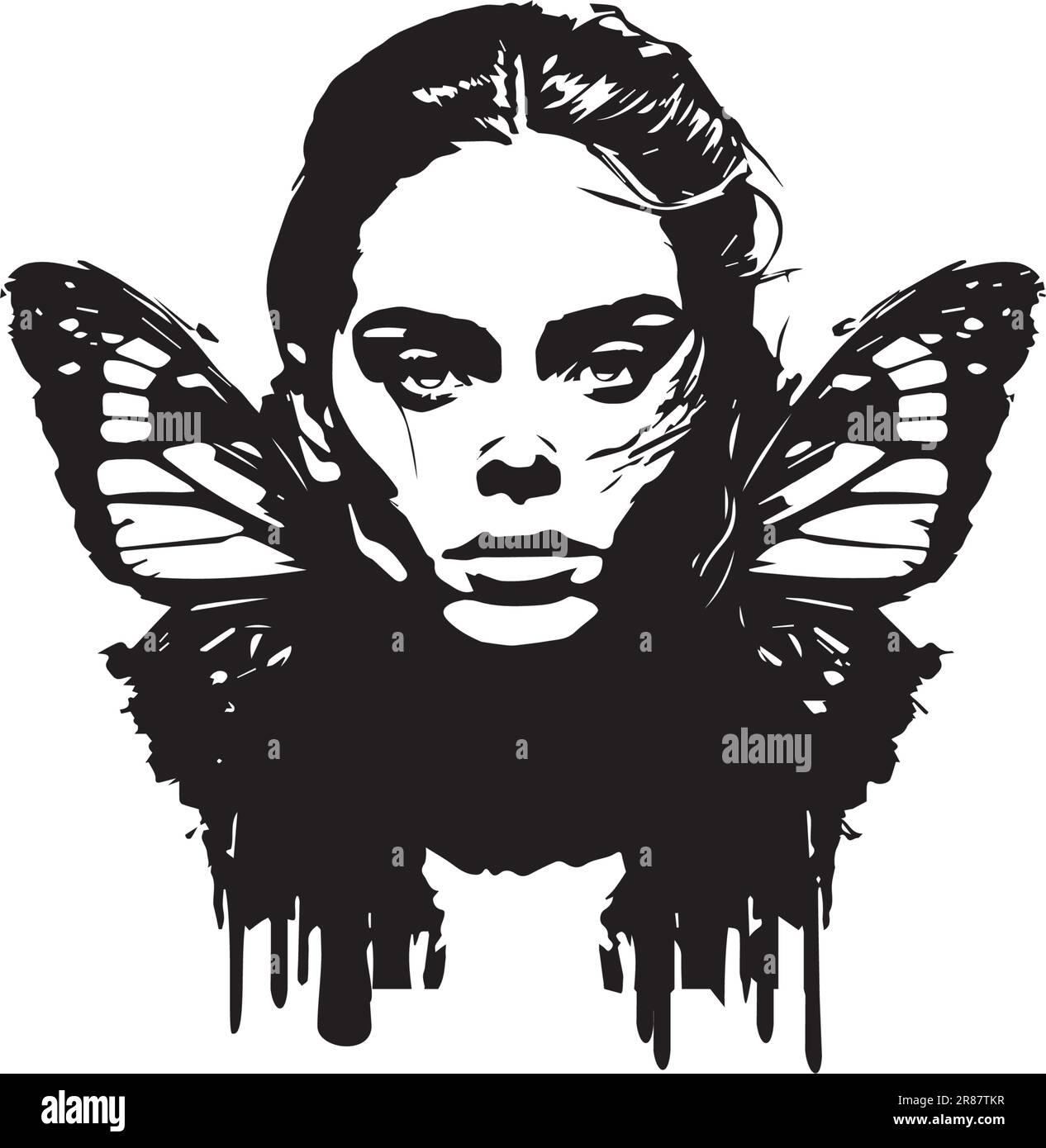 Pretty portrait with butterfly concept for beauty Stock Vector Image ...