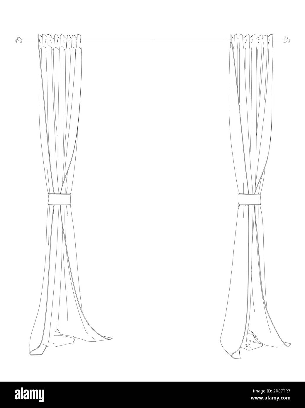 Curtain isolated contour. Curtains outline icon line element. Vector ...