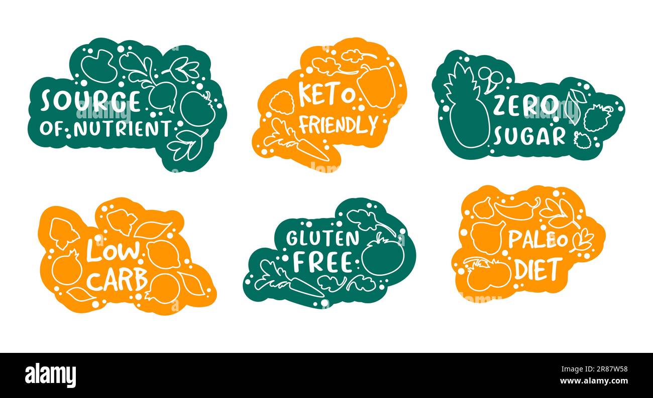 Label sticker set design with healthy nutrition Stock Vector Image ...