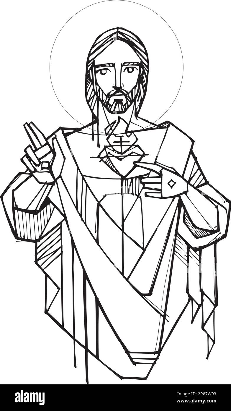 Hand drawn vector illustration or drawing of in Jesus Stock Vector ...