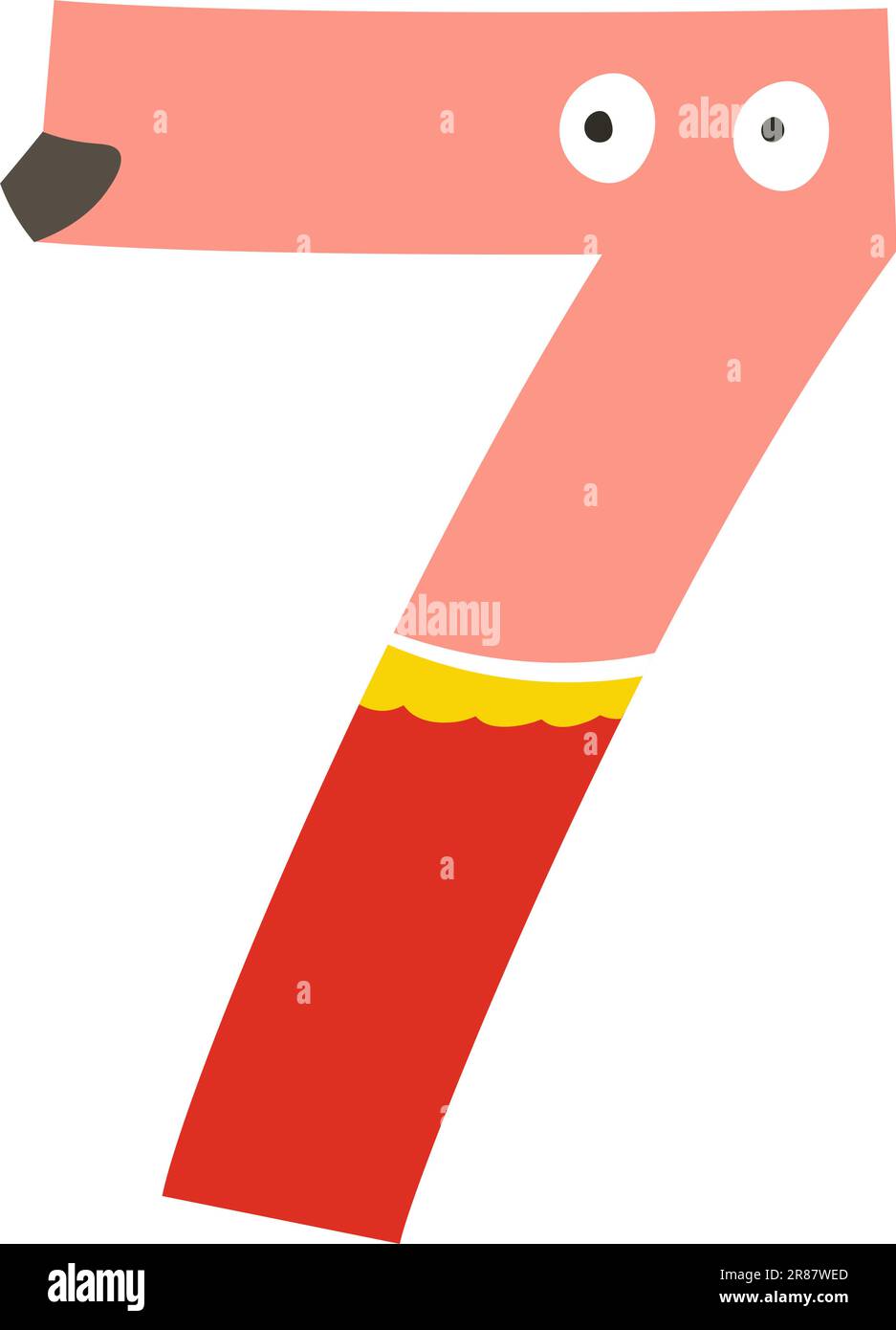Number seven personage with eyes and muzzle, cute animalistic character ... Number seven personage with eyes and muzzle, cute animalistic character ...