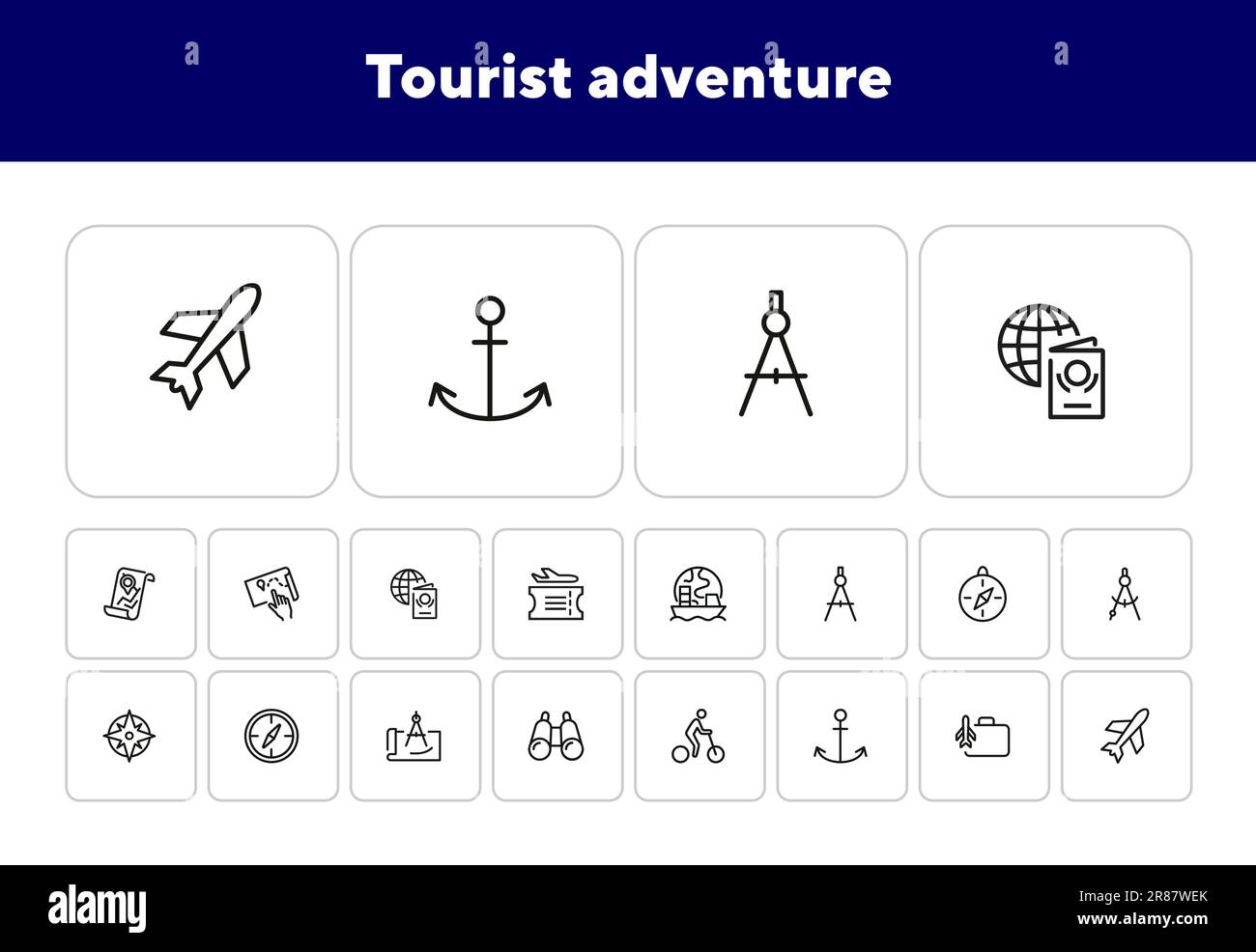 Tourist adventure icon set Stock Vector Image & Art - Alamy