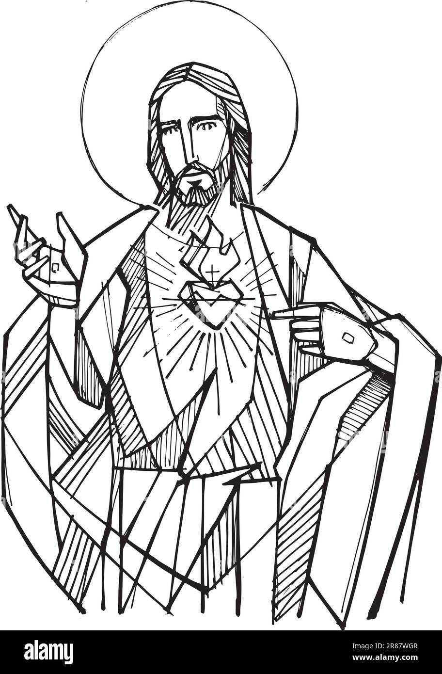 Hand drawn illustration or drawing of in Jesus Stock Vector Image & Art ...